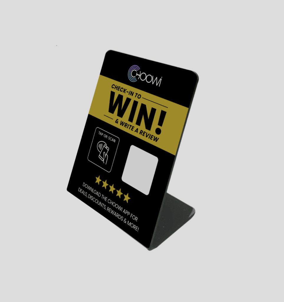 NFC enabled check-in table top A5 display – Choowi